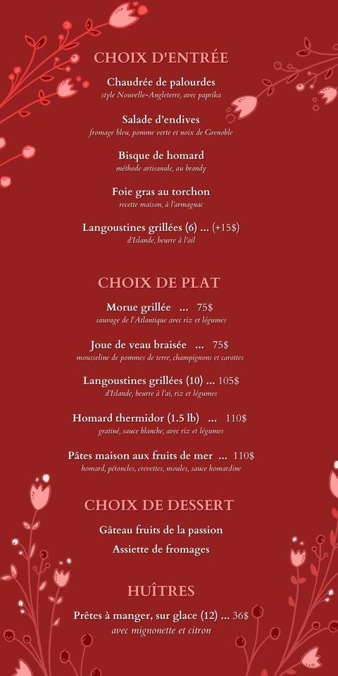 Menu au Chez Delmo restaurant, Montréal