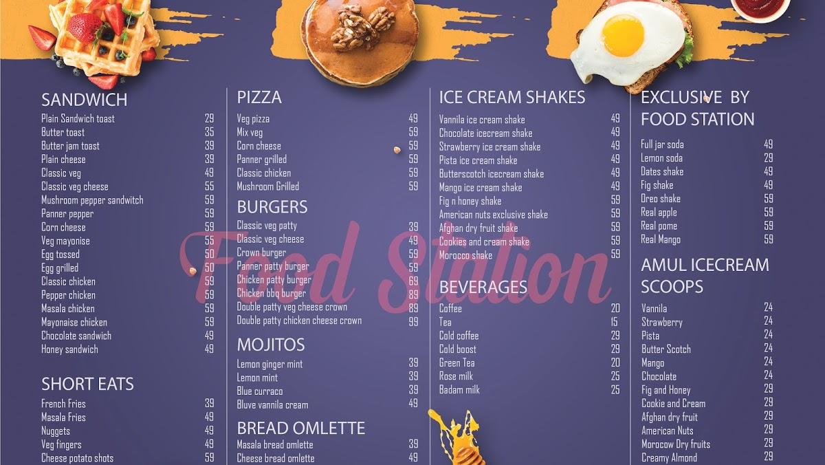 Menu at Food station, Tiruppur