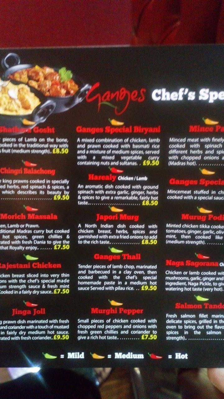 Menu at Ganges Express Limited restaurant, Sandbach