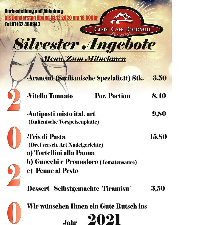 Speisekarte von Gleis Café Dolomiti pizza, Süßen