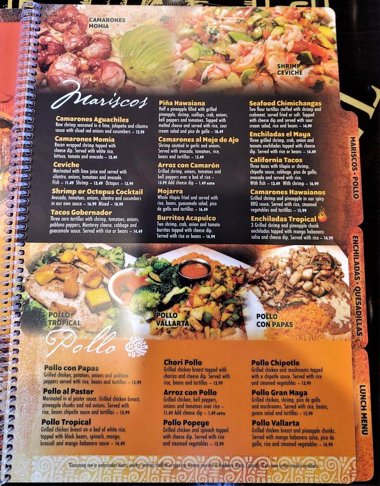 Menu at Gran Maya Mexican Grill restaurant, Virginia Beach