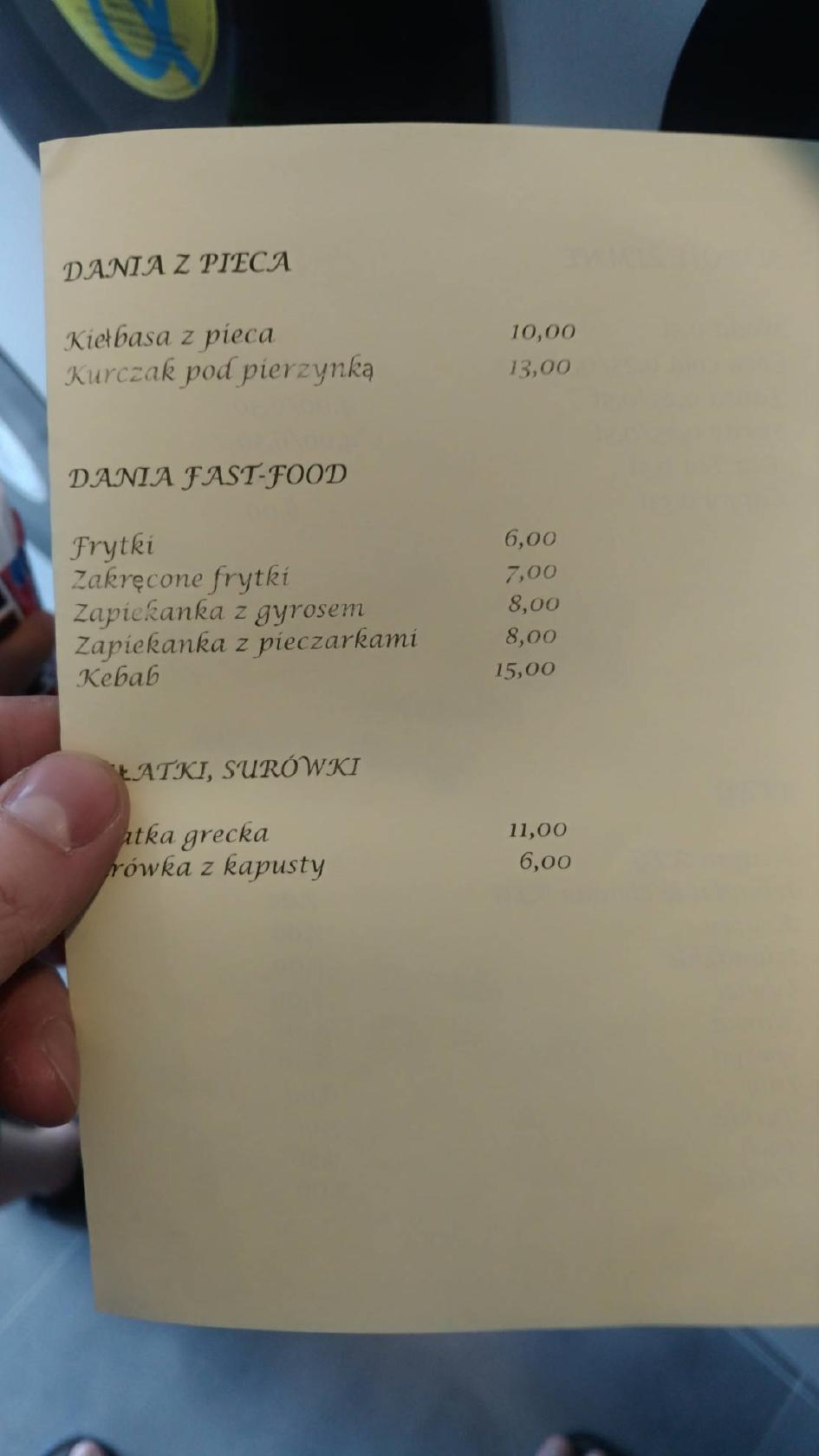 Menu at Pizzeria Don Pablo, Swornegacie