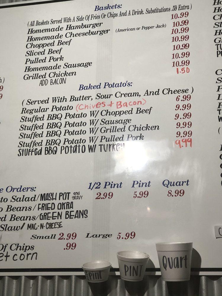 Menu at Straight Off the Road BBQ, Crosby