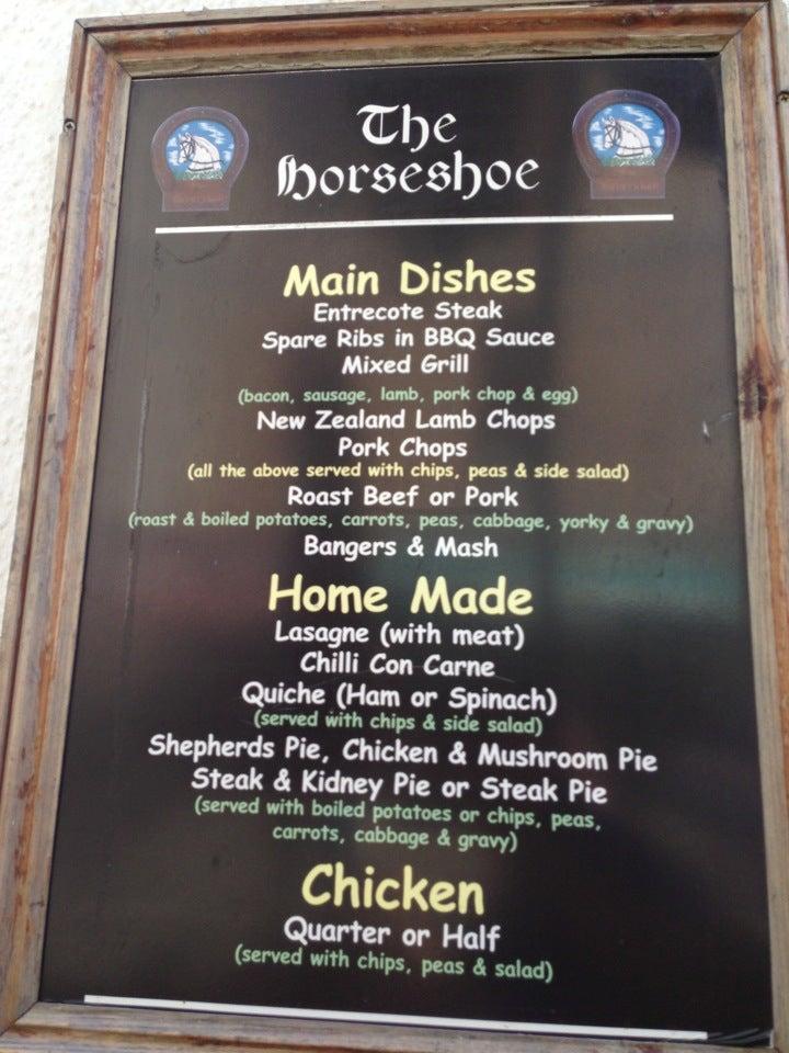 Menu at The Horseshoe restaurant, Gibraltar