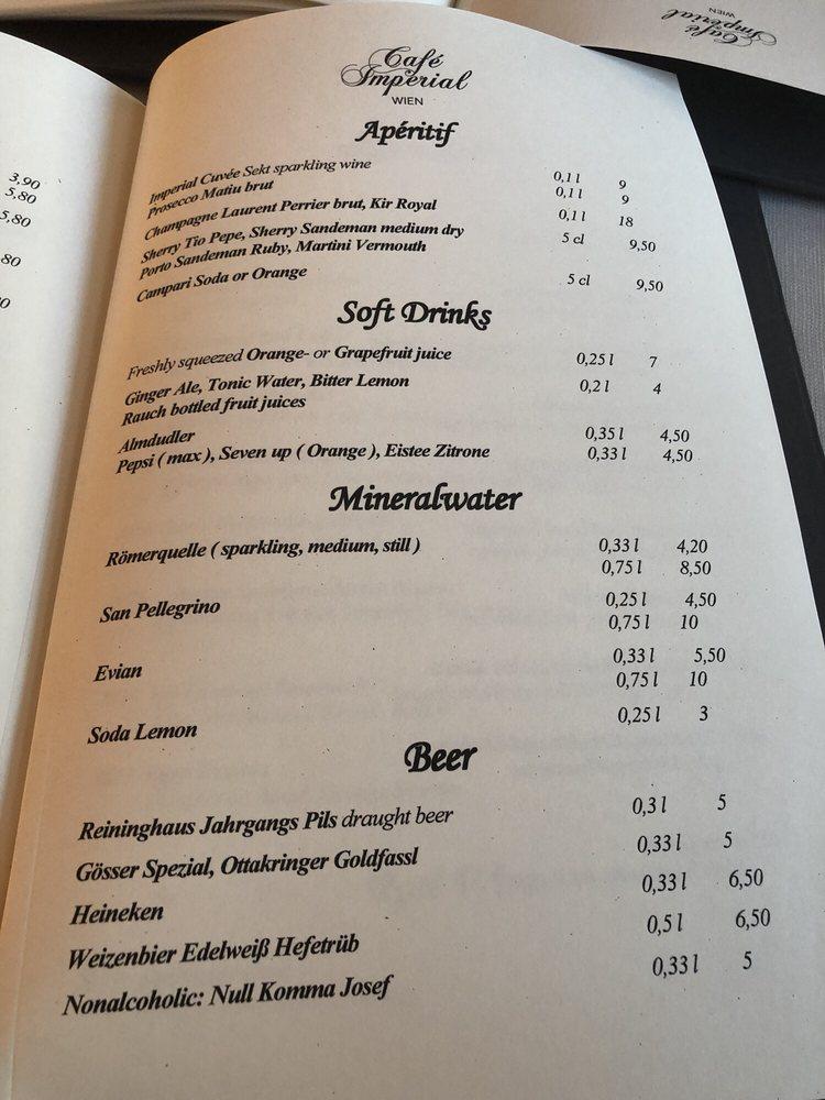 Speisekarte von Café Imperial cafe, Wien