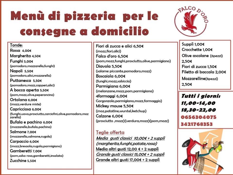 Menu da Falco D'Oro Roma pizzeria, Roma