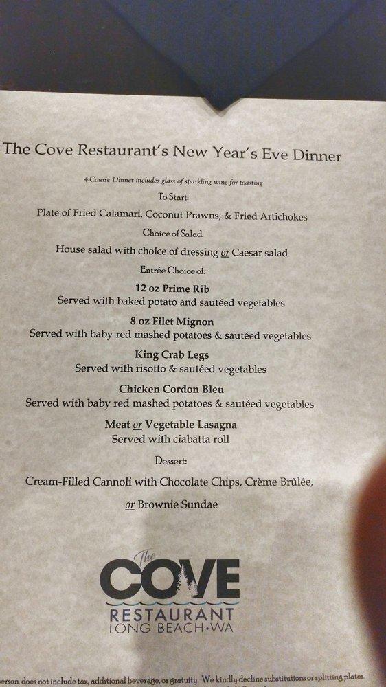 Menu at The Cove Restaurant, Long Beach