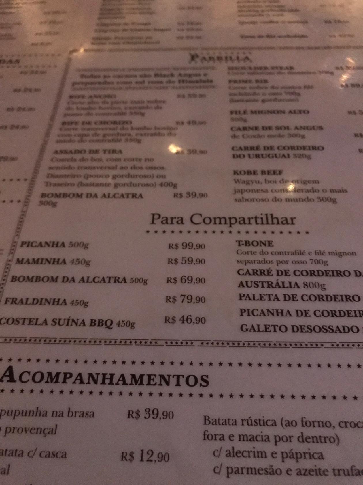 Menu at Chicago Prime restaurant, Brasília, Asa Sul CLS 114 BL B Loja ...