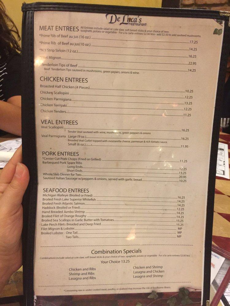 Menu at DeLuca's Restaurant, Westland, Warren Rd