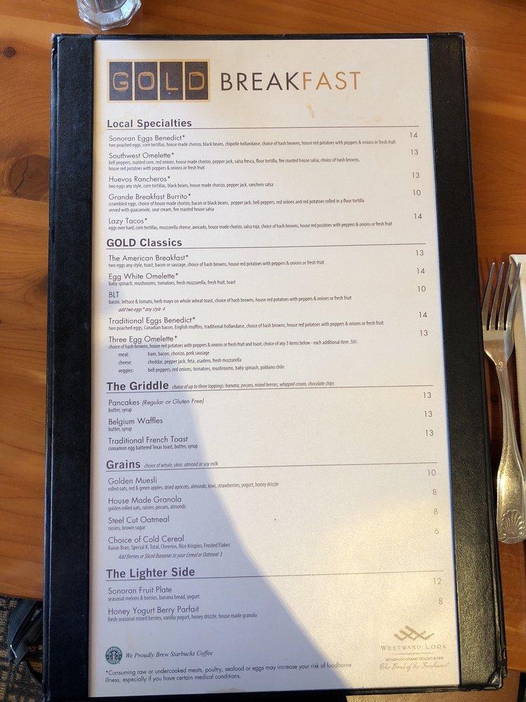 Menu at Gold restaurant, Tucson, 245 E Ina Rd
