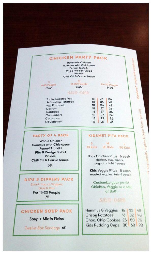 Menu at Kismet Rotisserie restaurant, Los Angeles