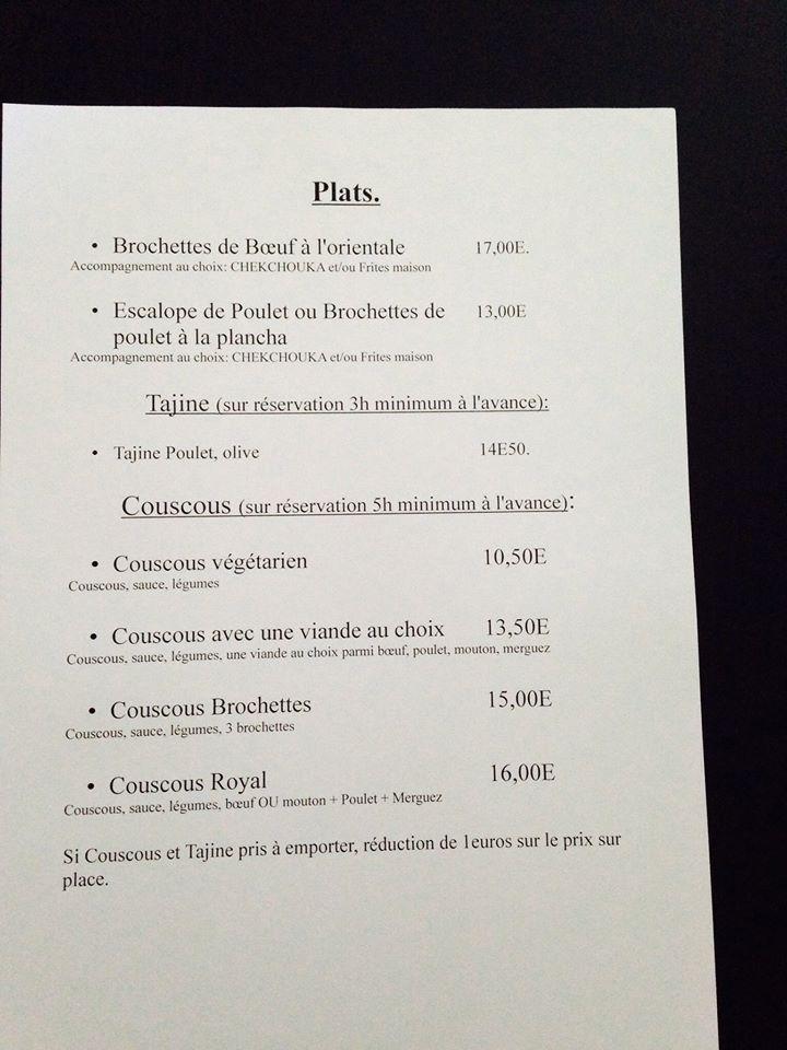 Menu au Le Fennec restaurant, Saint-Junien