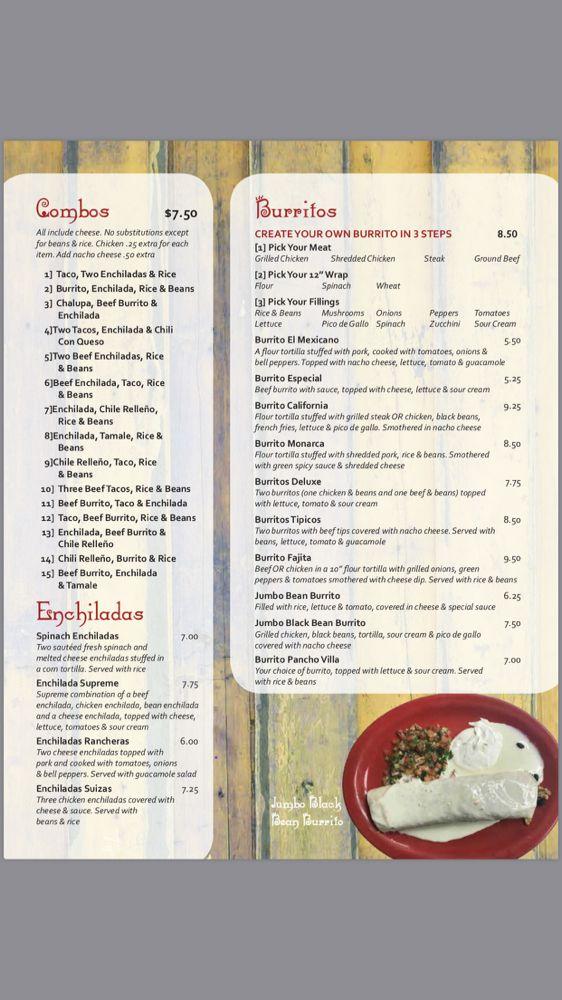 Menu at Los Tarascos restaurant, Kings Mountain, 706 York Rd