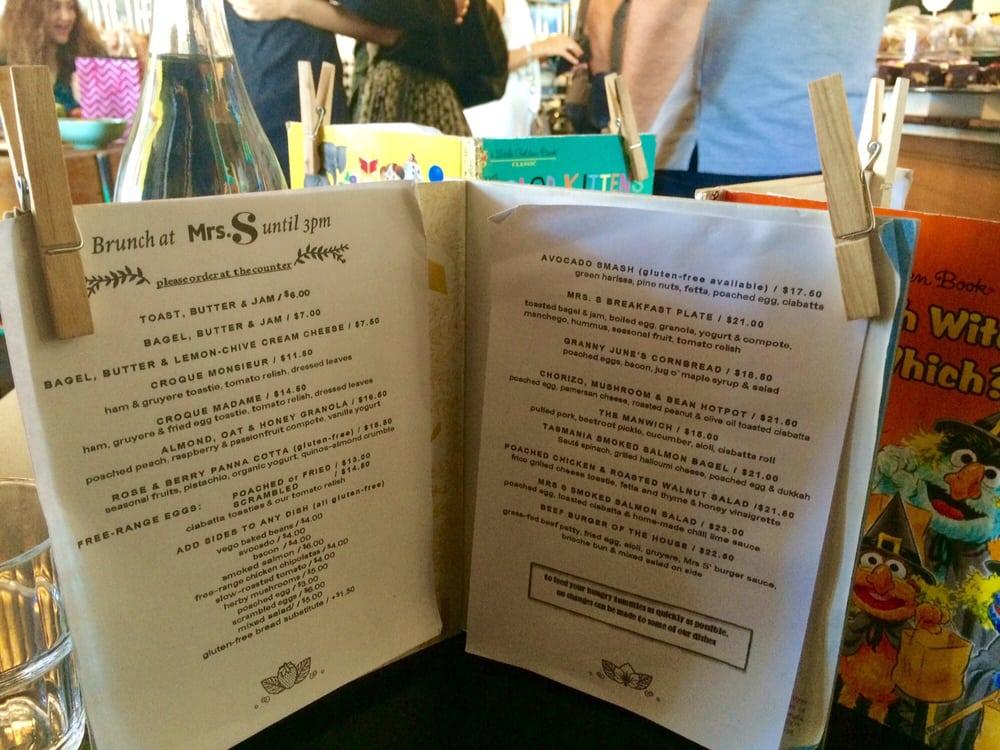 Menu at Mrs. S Café restaurant, Maylands, 178 Whatley Cres