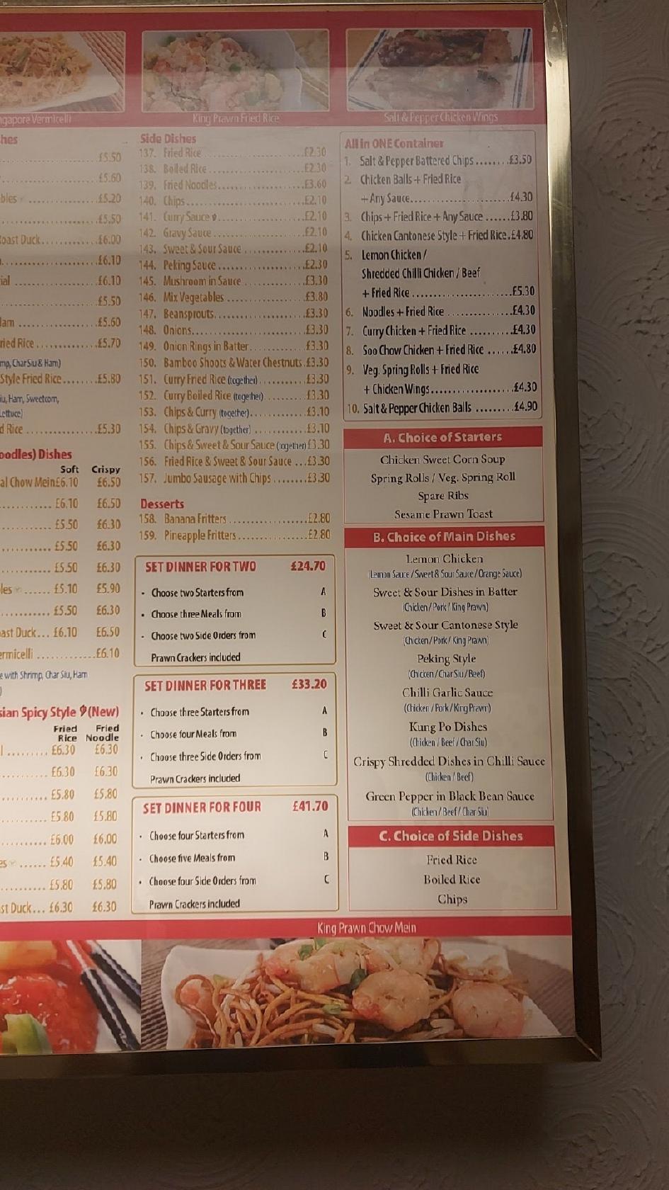 Menu at Nam's Palace fast food, Hawick
