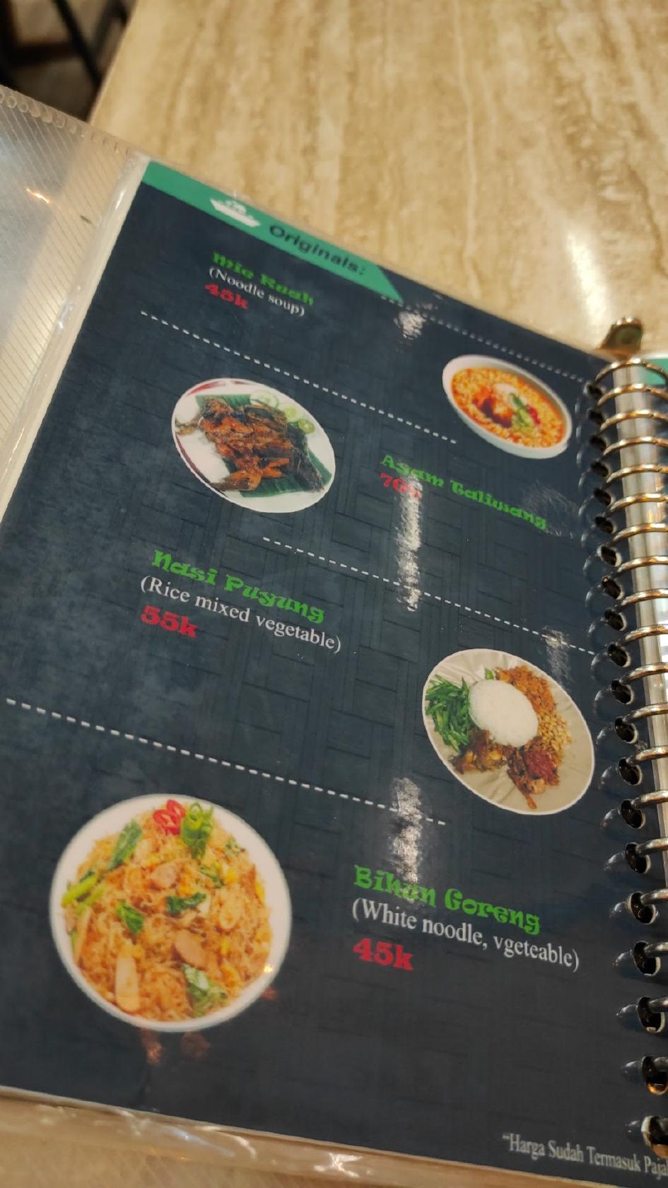 Menu at Numani Cafe, Tanak Awu
