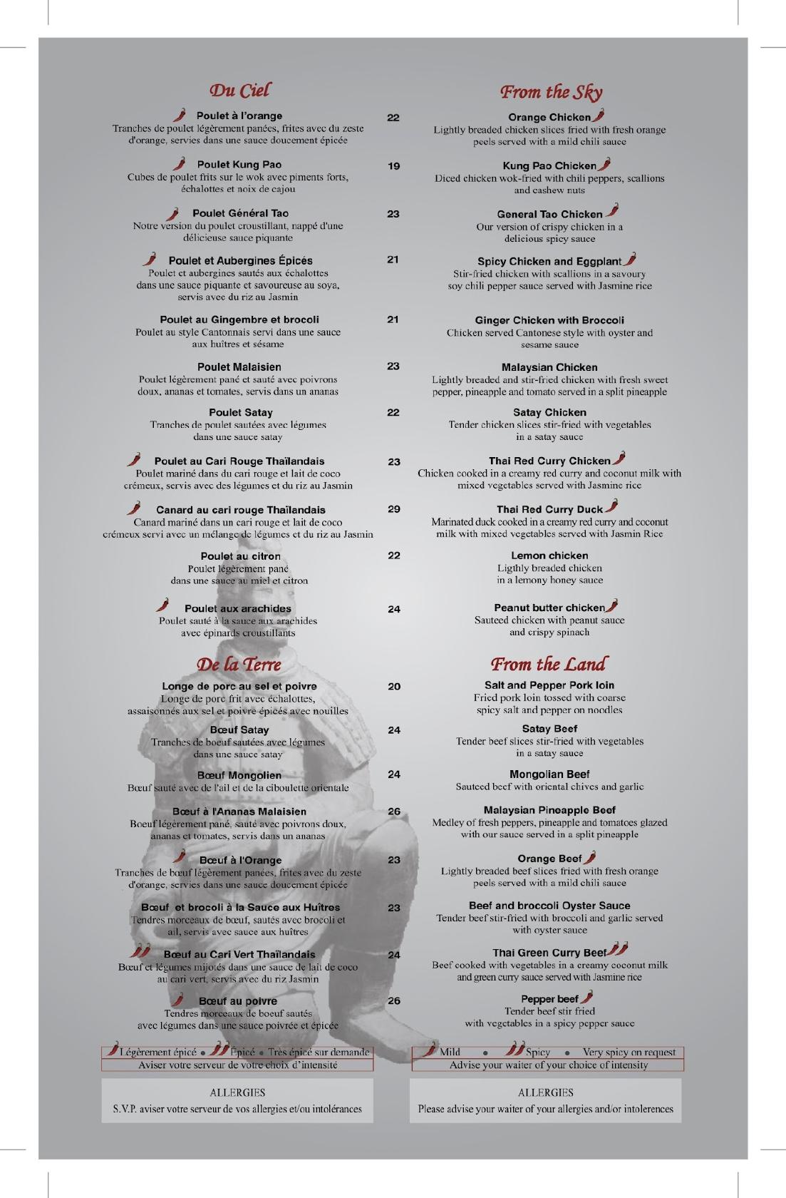 Menu at Restaurant Rouge, Brossard, Boul. de Rome