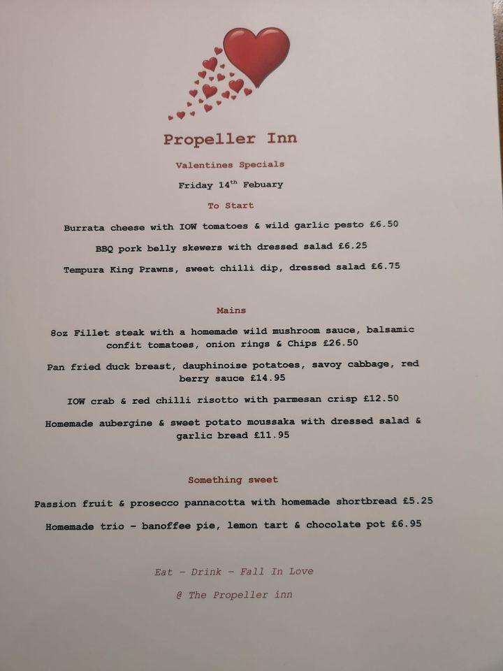 Menu at The Propeller Inn pub & bar, Bembridge