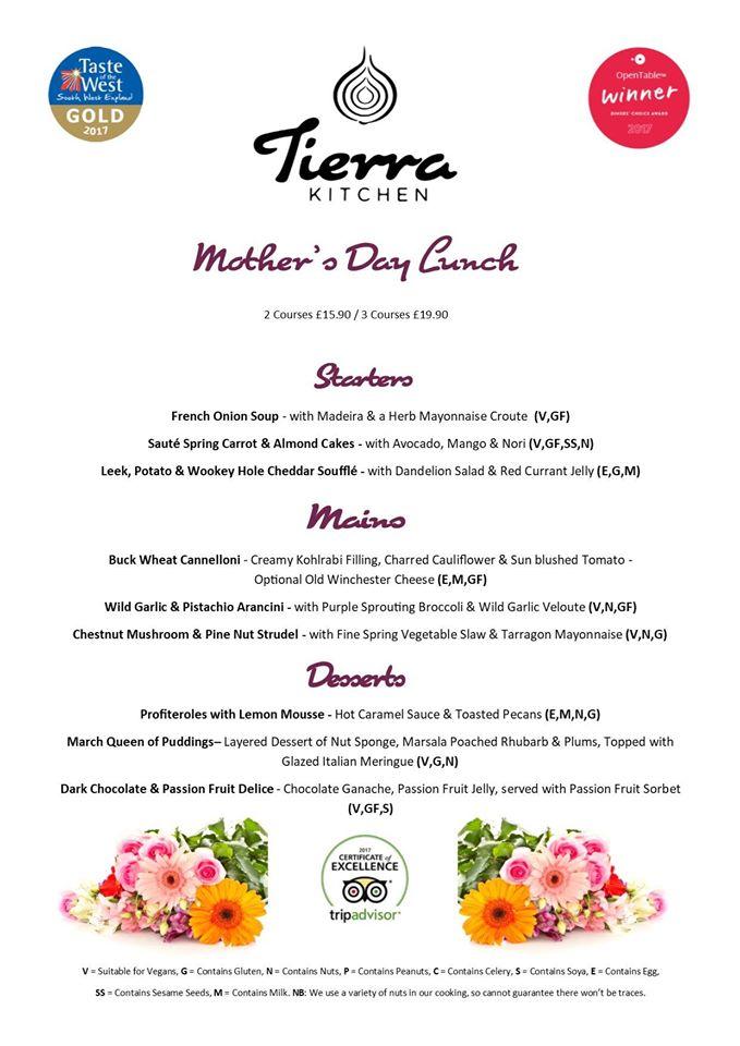 Menu at Tierra Kitchen restaurant, Lyme Regis