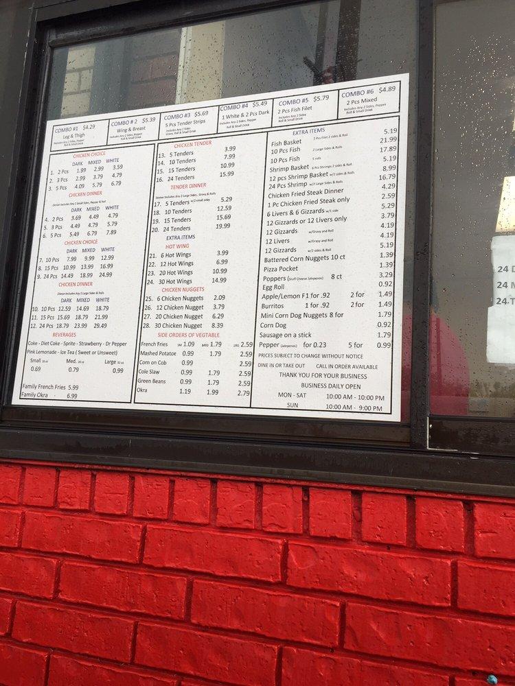 Menu at Tom's Fried Chicken restaurant, Fort Worth, S Cherry Ln
