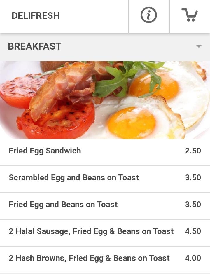 Menu at DeliFresh pizzeria, Bradford