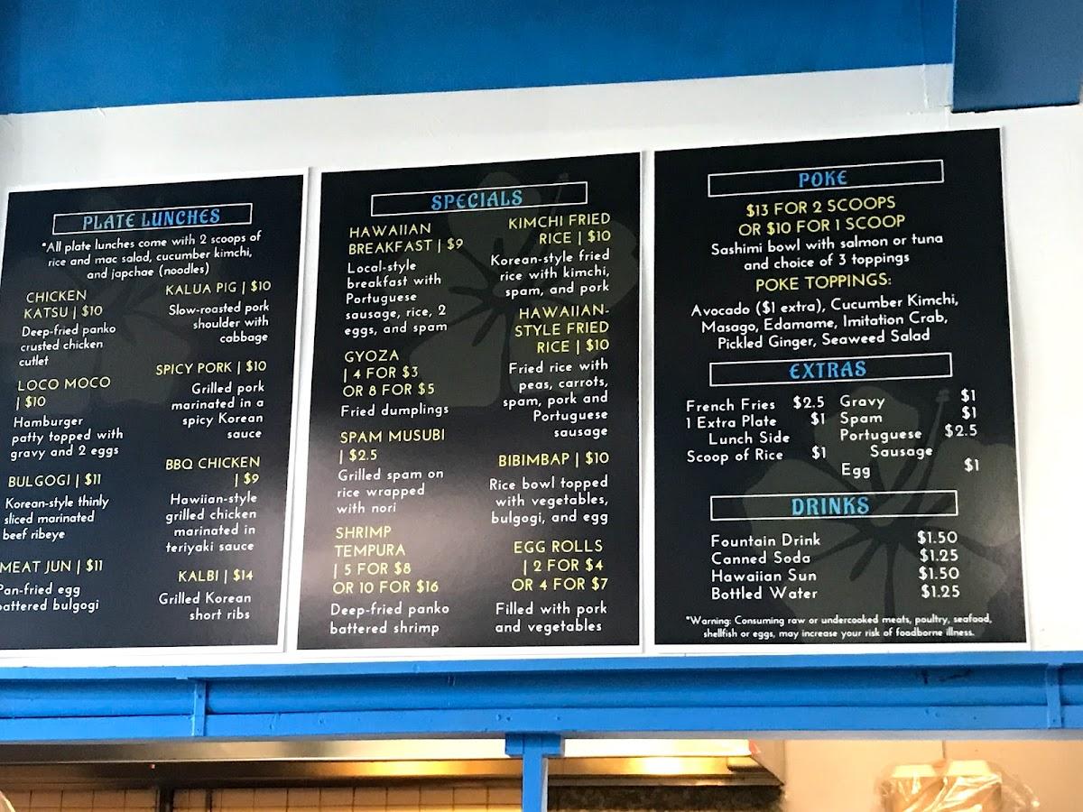 Menu at Ohana Kitchen restaurant, Burien