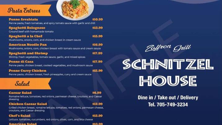 Menu at Schnitzel House restaurant, Peterborough