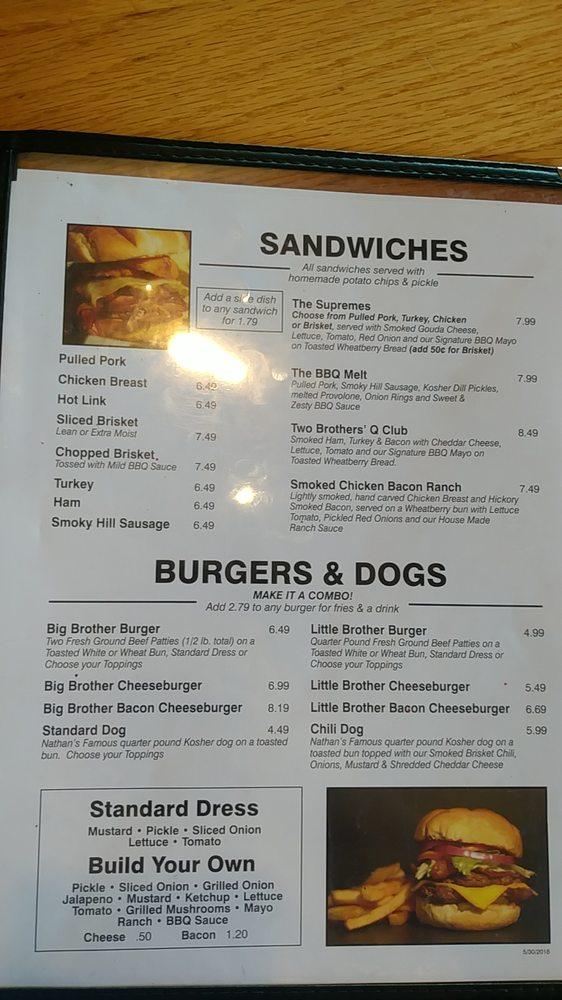 Menu at Two Brothers BBQ & Sports Grill, Wichita, W Central Ave