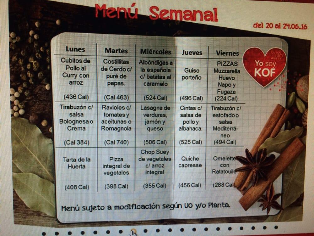 Menu at Aramark, Buenos Aires