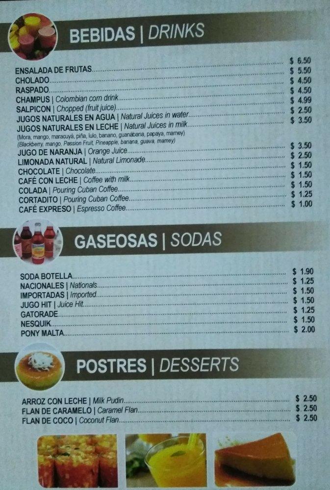 Menu at Arepas Y Mucho Mas restaurant, Country Walk