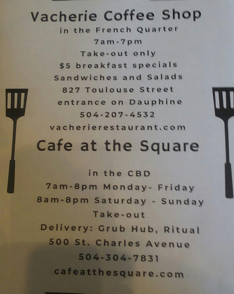 Menu at Cafe at the Square, New Orleans