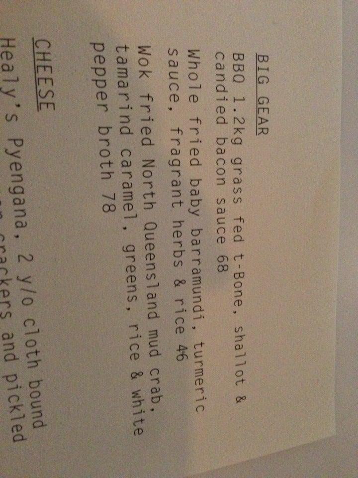 Menu at Nu Nu Restaurant, Palm Cove