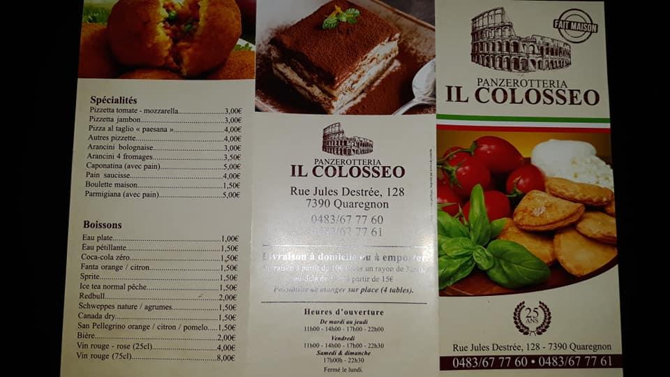 Speisekarte von Panzerotteria Il Colosseo Sprl, Quaregnon