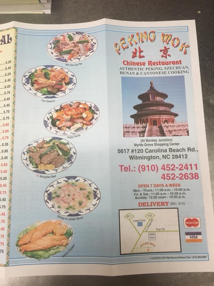 Menu at Peking Wok restaurant, Wilmington, Carolina Beach Rd STE 120