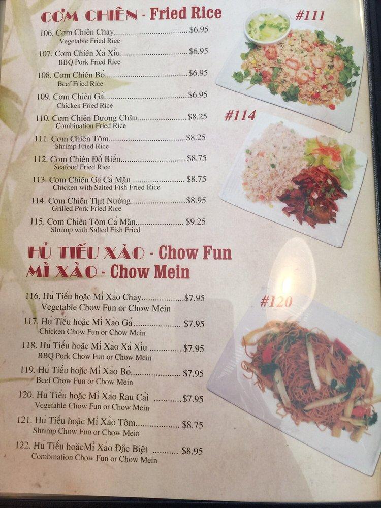Menu at Pho Bac Noodle Palace restaurant, Modesto