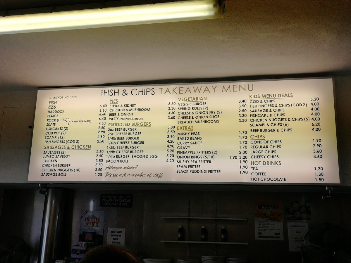 Menu at The Beer Fish & Chip Shop fast food, Seaton