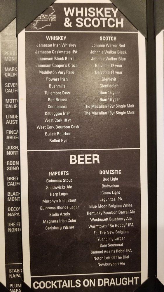 Menu at The Irish Cottage pub & bar, Methuen