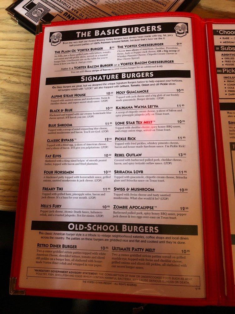 Menu at The Vortex pub & bar, Atlanta, 438 Moreland Ave NE