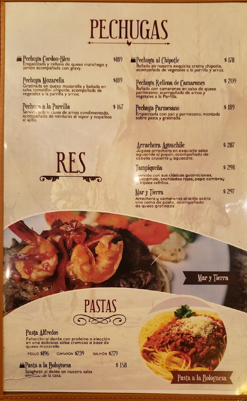 Menu at Tierra Santa Restaurante, Monclova, Washington 33-A