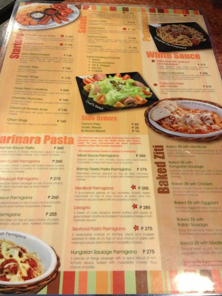 Menu at Aveneto Pizzeria Ristorante, Pasay