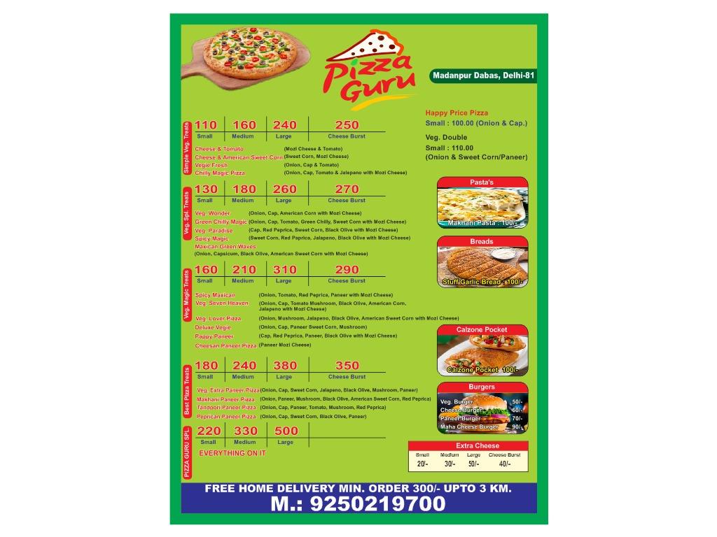 Menu at DABAS PIZZA GURU, Delhi