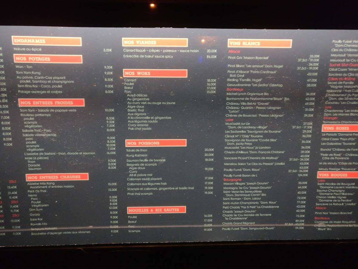 Menu au Miss Kang, Rixensart