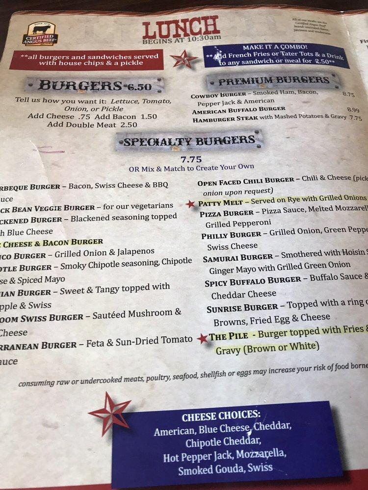 Menu at Cafe 33 Steakhouse and Whiskey Bar, Perkins