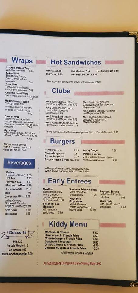 Menu at Country Club Diner, Rochester