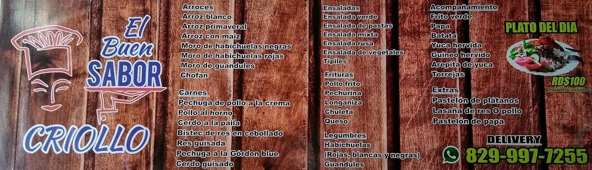 Carta del restaurante El Sabroson, Santiago De Los Caballeros