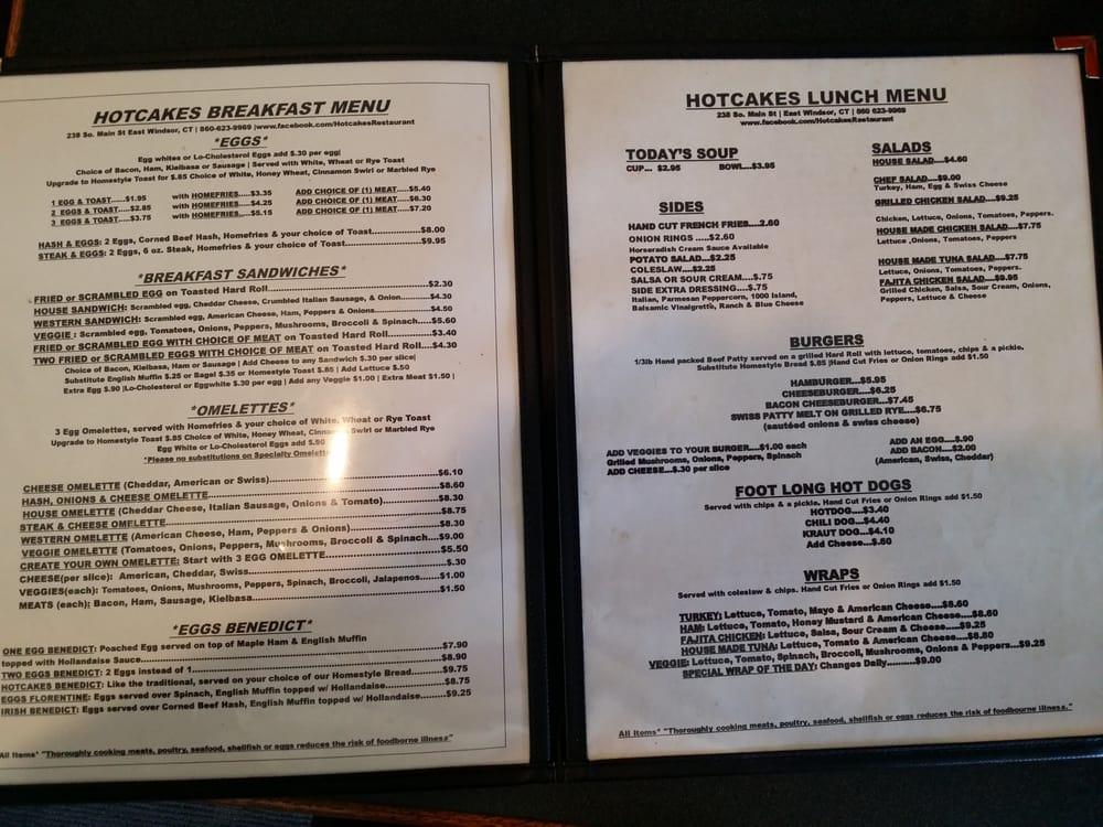 Menu at Hotcakes Family Restaurant, East Windsor