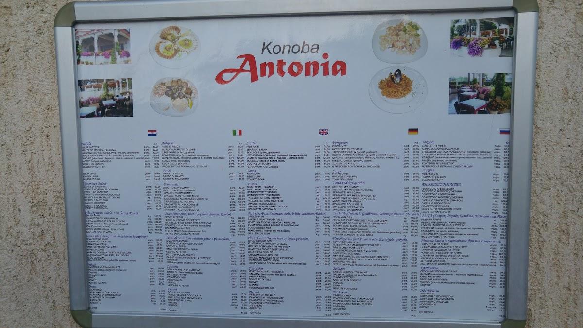 Menu at Restauran-Antonia restaurant, Zambratija