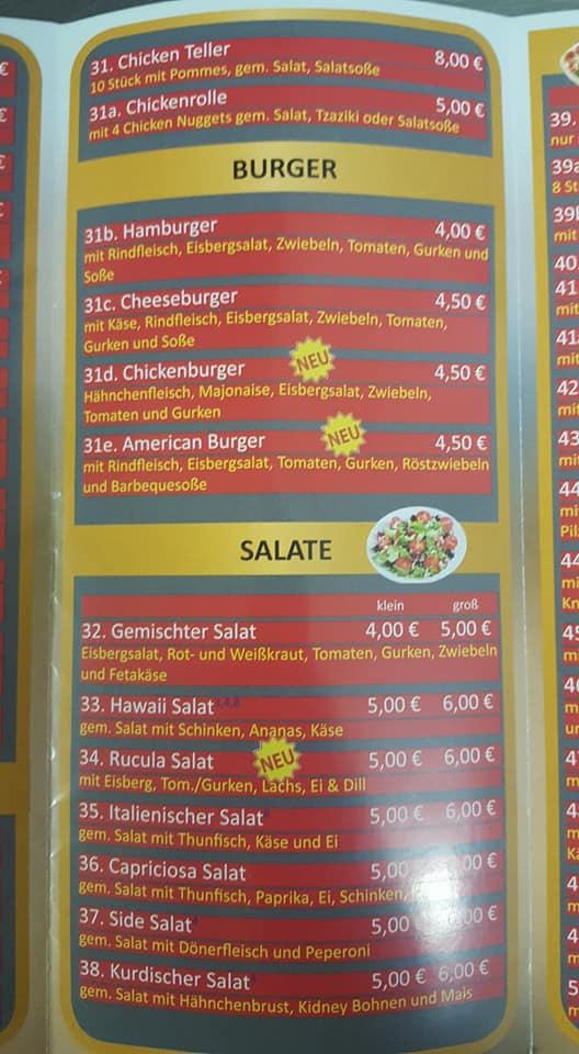 Menu at Side Grill steakhouse, Creuzburg