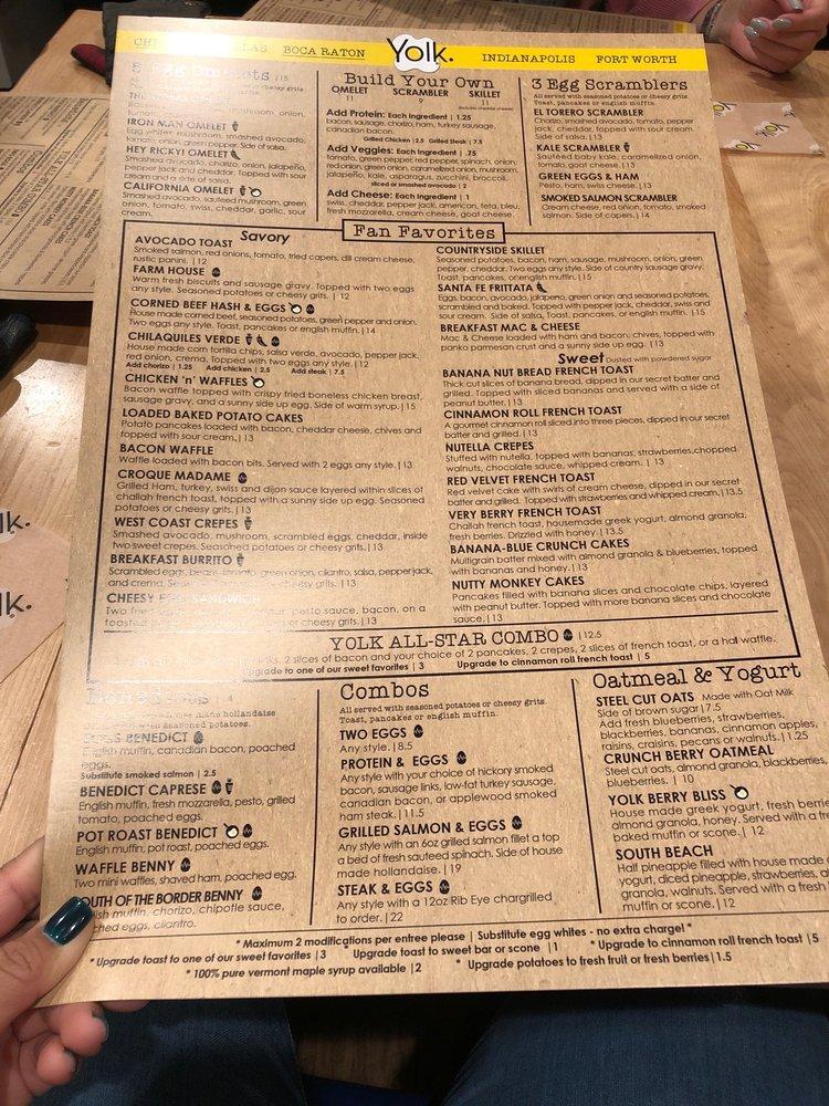 Menu at Yolk - Marina City restaurant, Chicago, 340 N State St