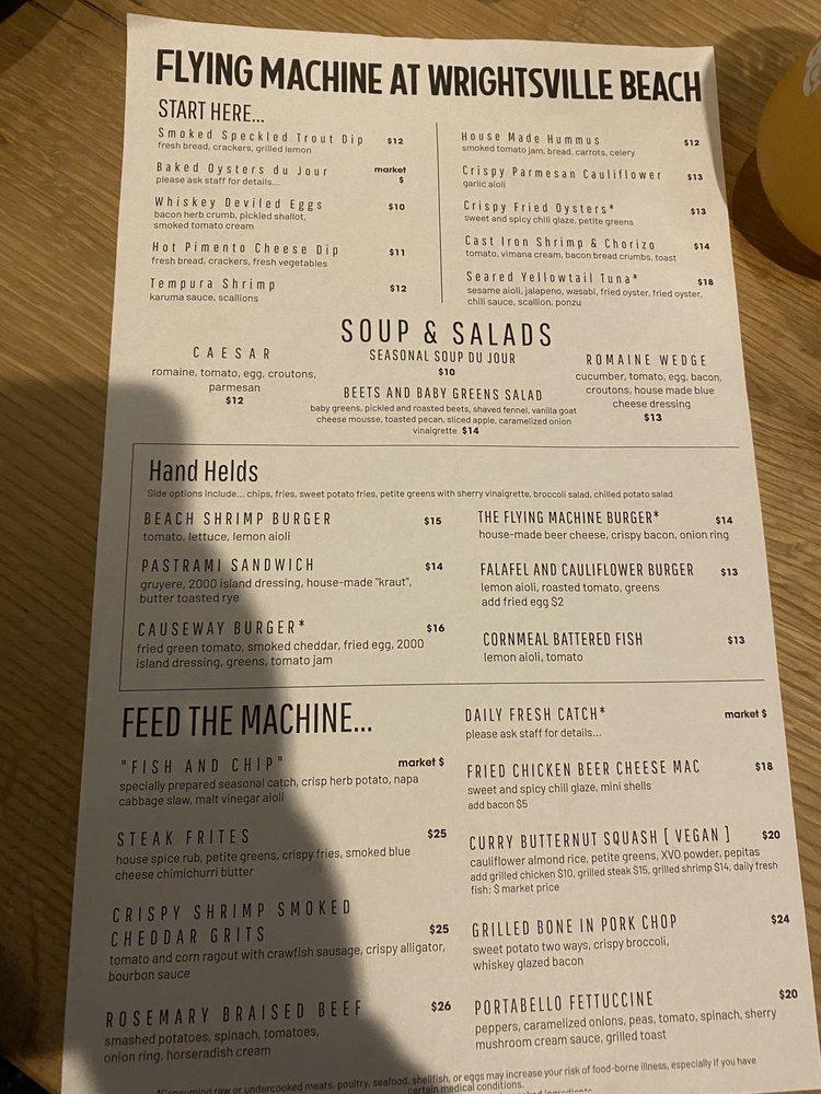Menu at Flying Machine Brewing Company restaurant, Wilmington